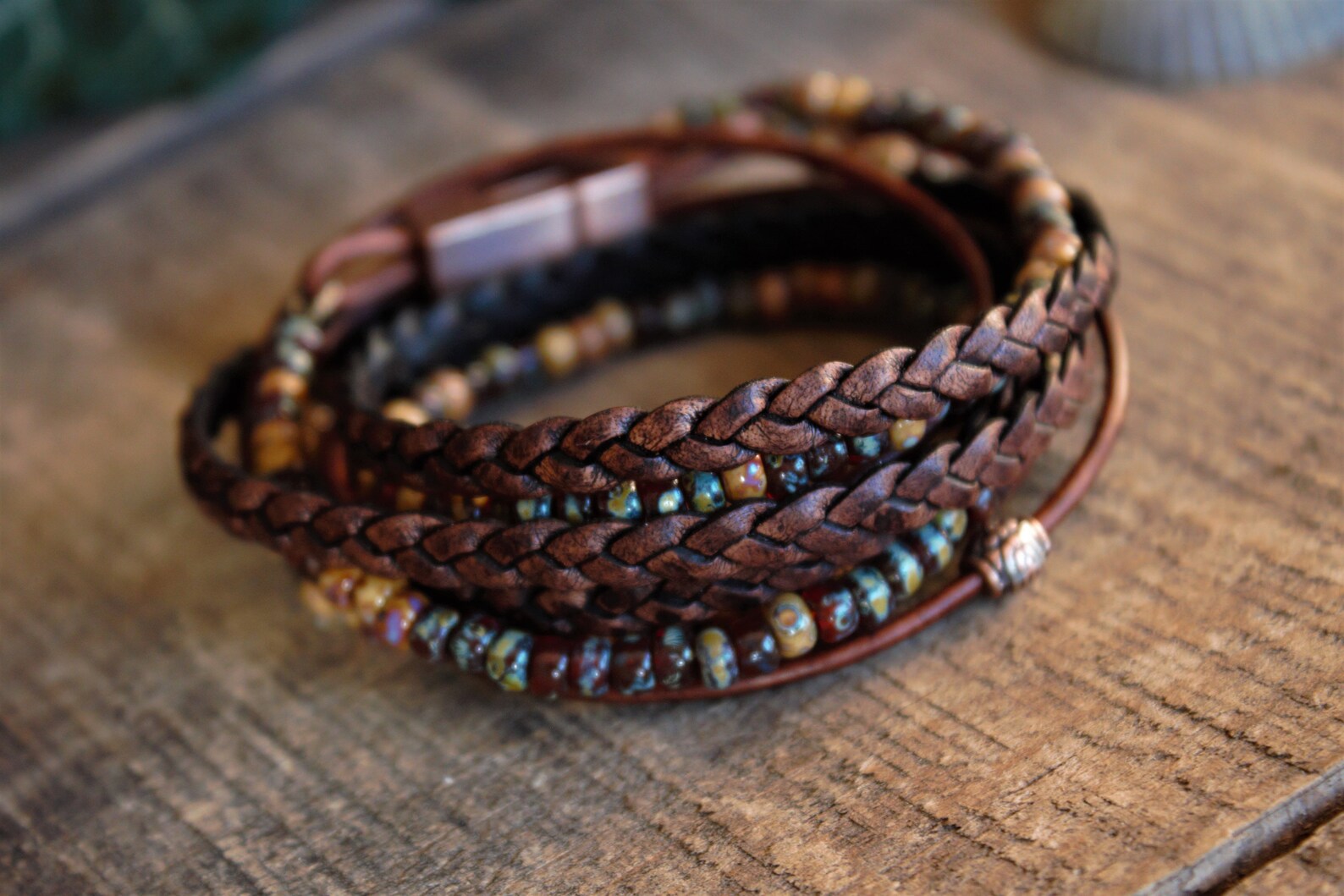 Bracelet Layering Stack Boho Wrap Bracelet Leather - Etsy