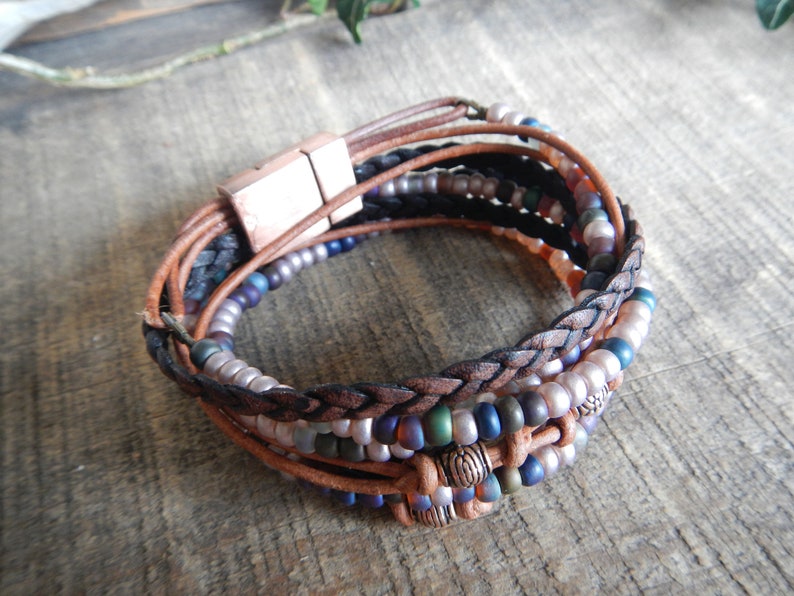 Bracelet Layering Stack Boho Wrap Bracelet Leather - Etsy