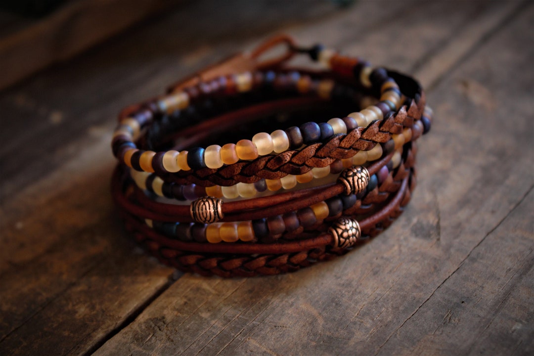 Bracelet Layering Stack Boho Wrap Bracelet Unisex Leather - Etsy