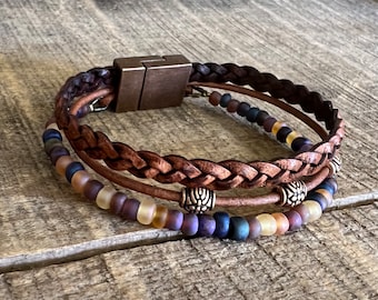 Earthy Boho Wrap Bracelet, Urban Hippie Jewelry, Easy Wrap Magnetic ...