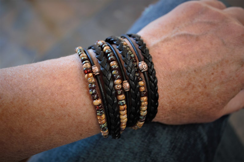 Bracelet Layering Stack Boho Wrap Bracelet Leather - Etsy