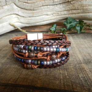 Bracelet Layering Stack Boho Wrap Bracelet Leather - Etsy