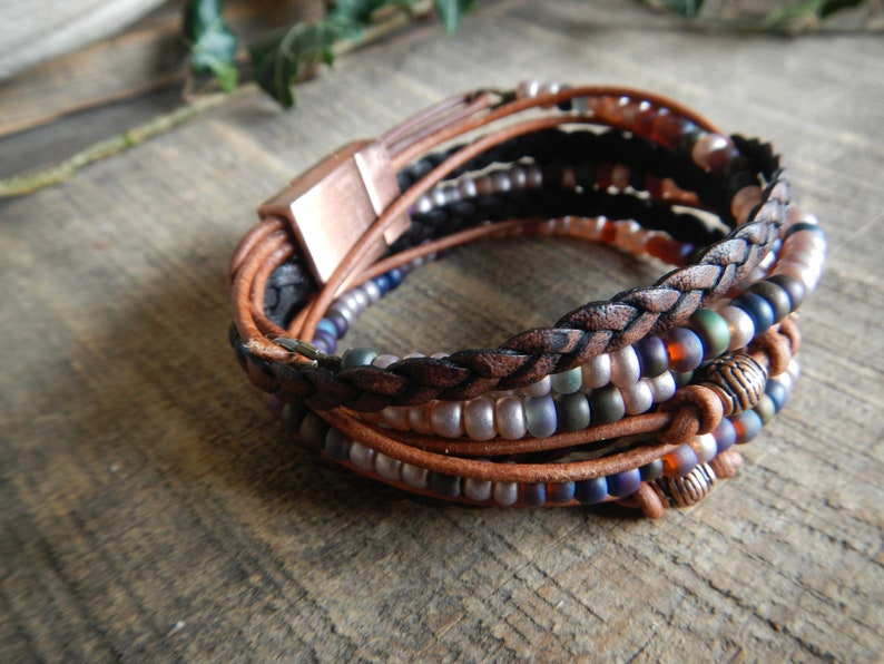 Bracelet Layering Stack Boho Wrap Bracelet Leather - Etsy