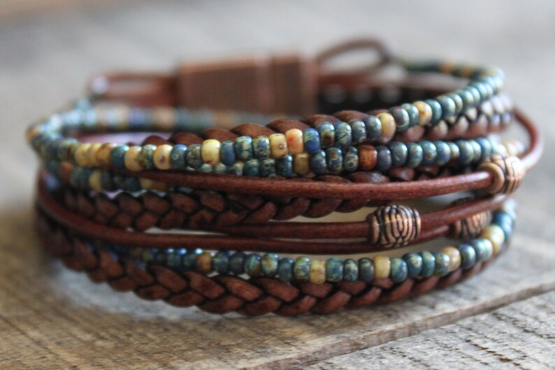 Bracelet Layering Stack Boho Wrap Bracelet Leather - Etsy