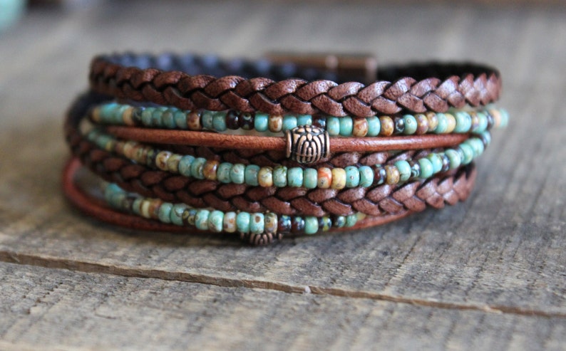 Bracelet Layering Stack Boho Wrap Bracelet Leather - Etsy