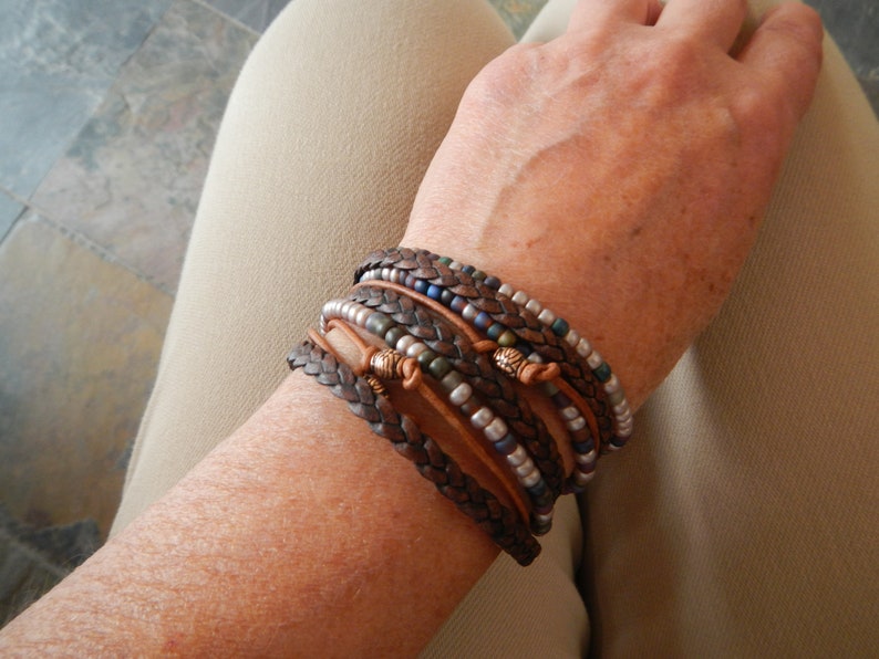 Bracelet Layering Stack Boho Wrap Bracelet Leather - Etsy