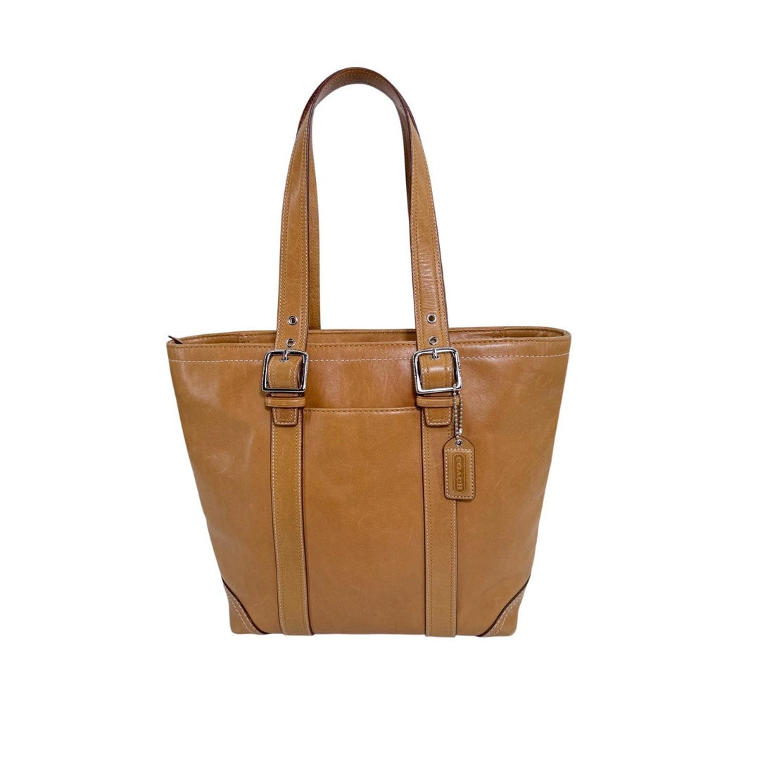 Vintage COACH Hamptons Tan Leather Shopper Tote Bucket Bag Purse - Etsy
