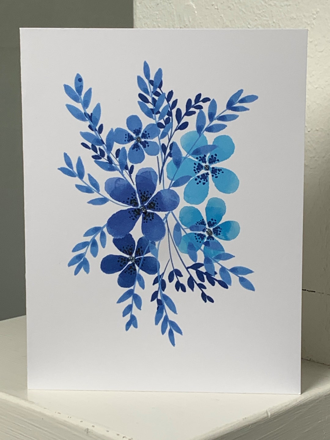 Blue Flower Watercolor Stationery 8 Note Cards With Envelopes - Etsy