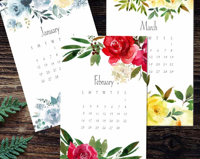 2025 Calendar Watercolor Floral Bouquet Available With or Without Black ...