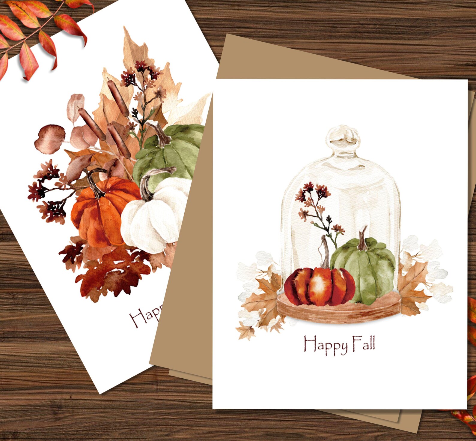 Autumn Fall Thanksgiving Note Cards Stationery Set 8 Cards With ...