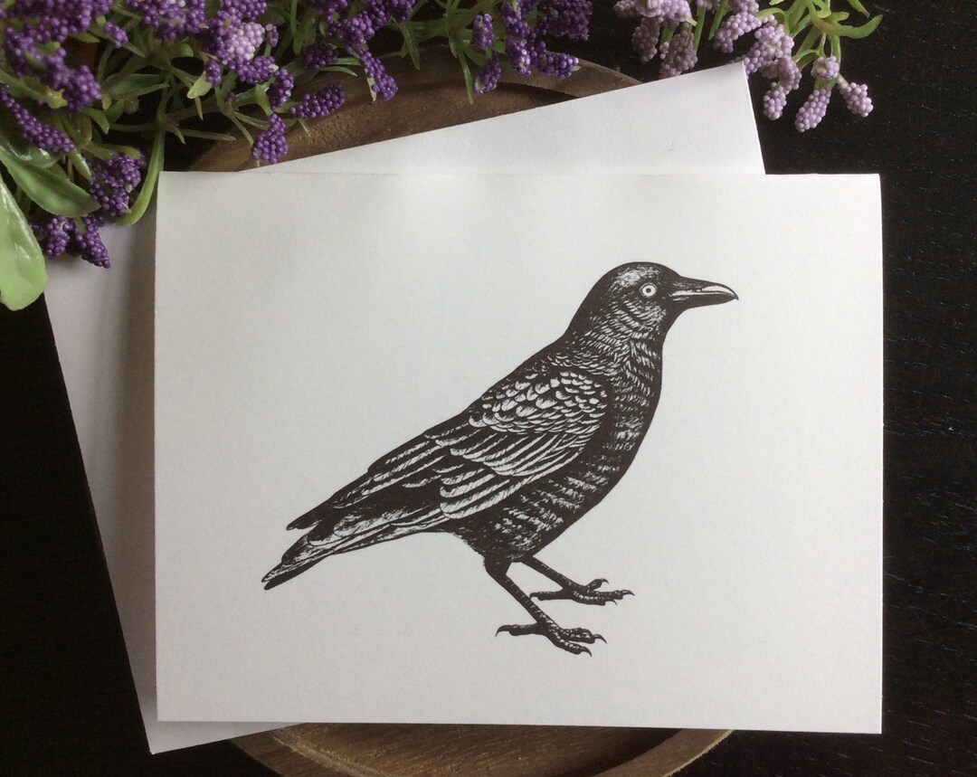Crow Stationery Set of 10 Note Cards on Heavy White Paper With ...