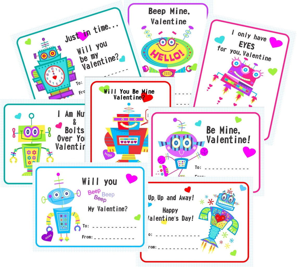 Valentine Robot Exchange Cards Robots Digital Download Print - Etsy