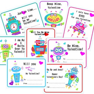 Valentine Robot Exchange Cards - Robots Digital Download Print Set of 8 ...