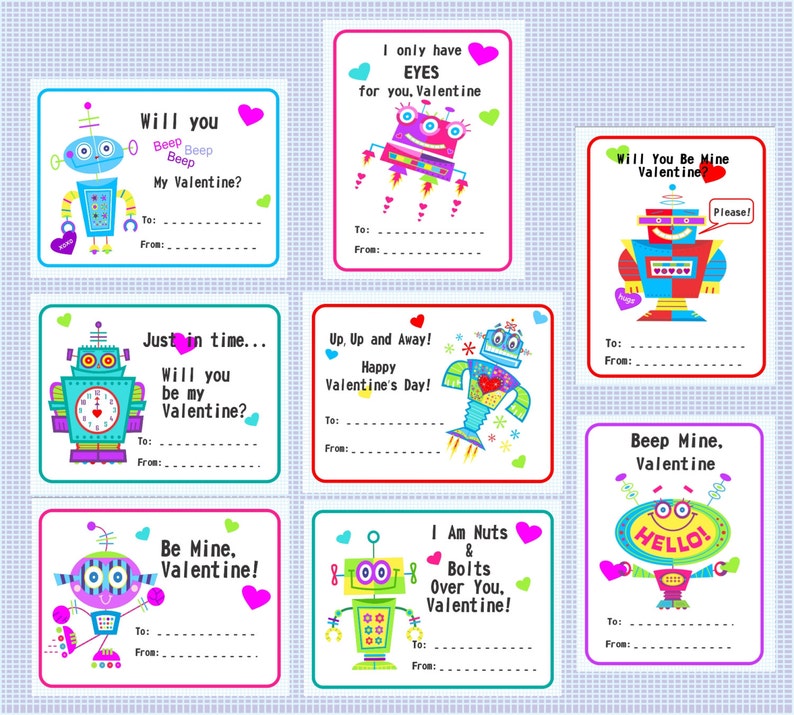 Valentine Robot Exchange Cards Robots Digital Download Print - Etsy
