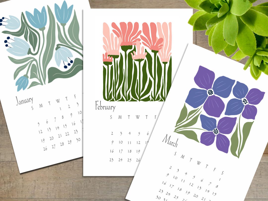 2026 Updated Calendar Modern Flower Market Retro Desk or Wall Calendar ...
