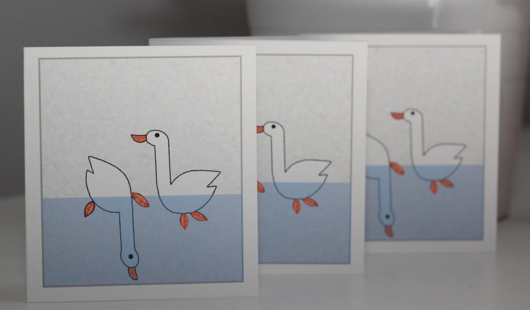 Swimming Geese Mini Note Cards Set of 6 With Envelopes - Etsy