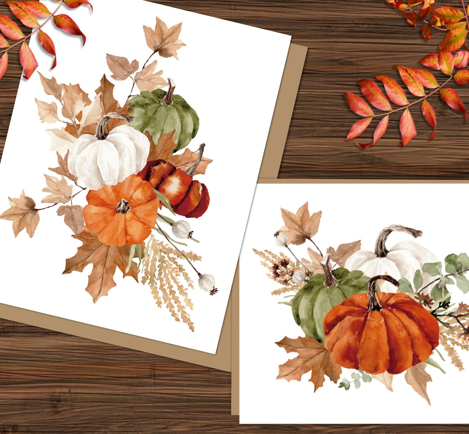 Autumn Fall Thanksgiving Note Cards Stationery Set 8 Cards With ...