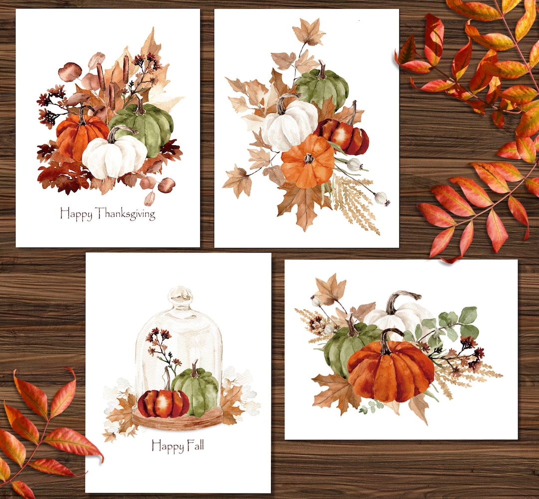 Autumn Fall Thanksgiving Note Cards Stationery Set 8 Cards With ...