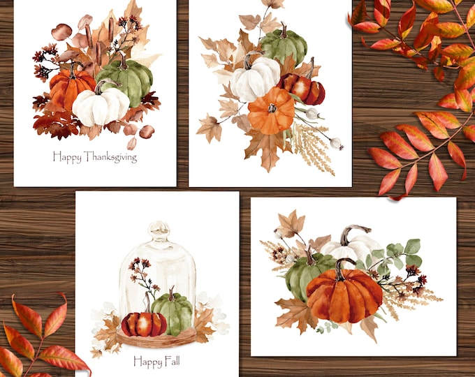 Autumn Fall Thanksgiving Note Cards Stationery Set 8 Cards With ...