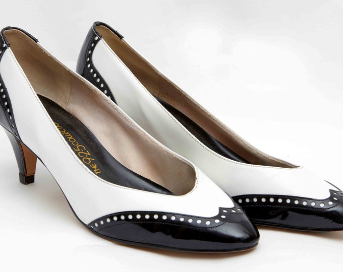 1980s Black and White Spectator Shoes - Etsy