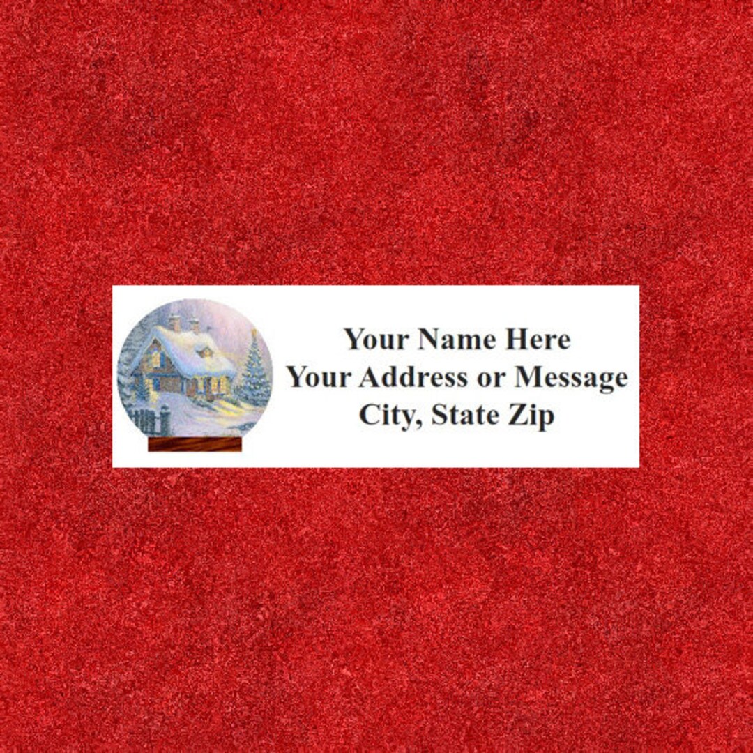 30 Snow Globe Personalized Self Adhesive, Return/mailing Labels 1" X 2. ...