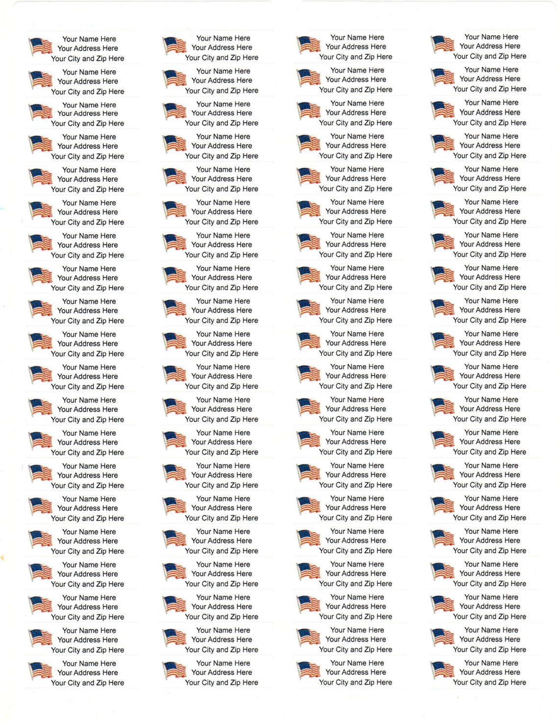 Wavy American Flag Personalized Small Return Address Labels - 1/2" X 1 ...