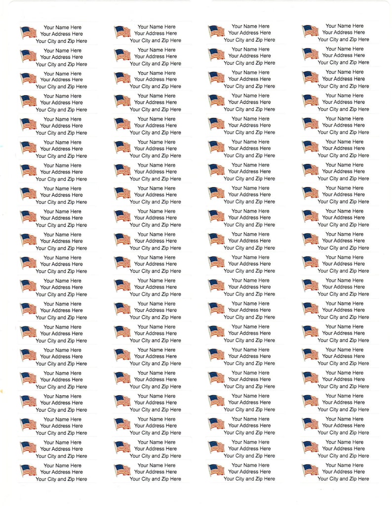 Wavy American Flag Personalized Small Return Address Labels - 1/2" X 1 ...