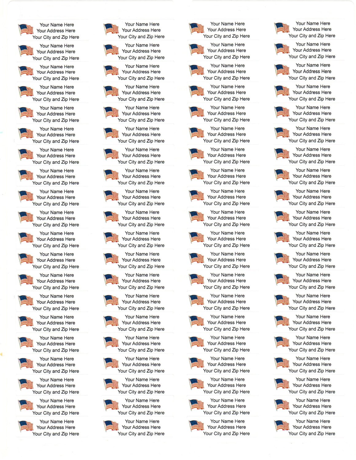 Wavy American Flag Personalized Small Return Address Labels - 1/2" X 1 ...