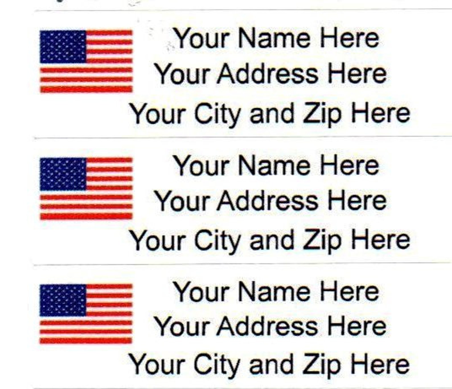 American Flag Personalized Small Return Address Labels - 1/2" X 1 3/4 ...