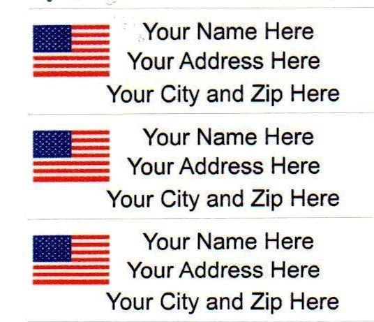 American Flag Personalized Small Return Address Labels - 1/2" X 1 3/4 ...
