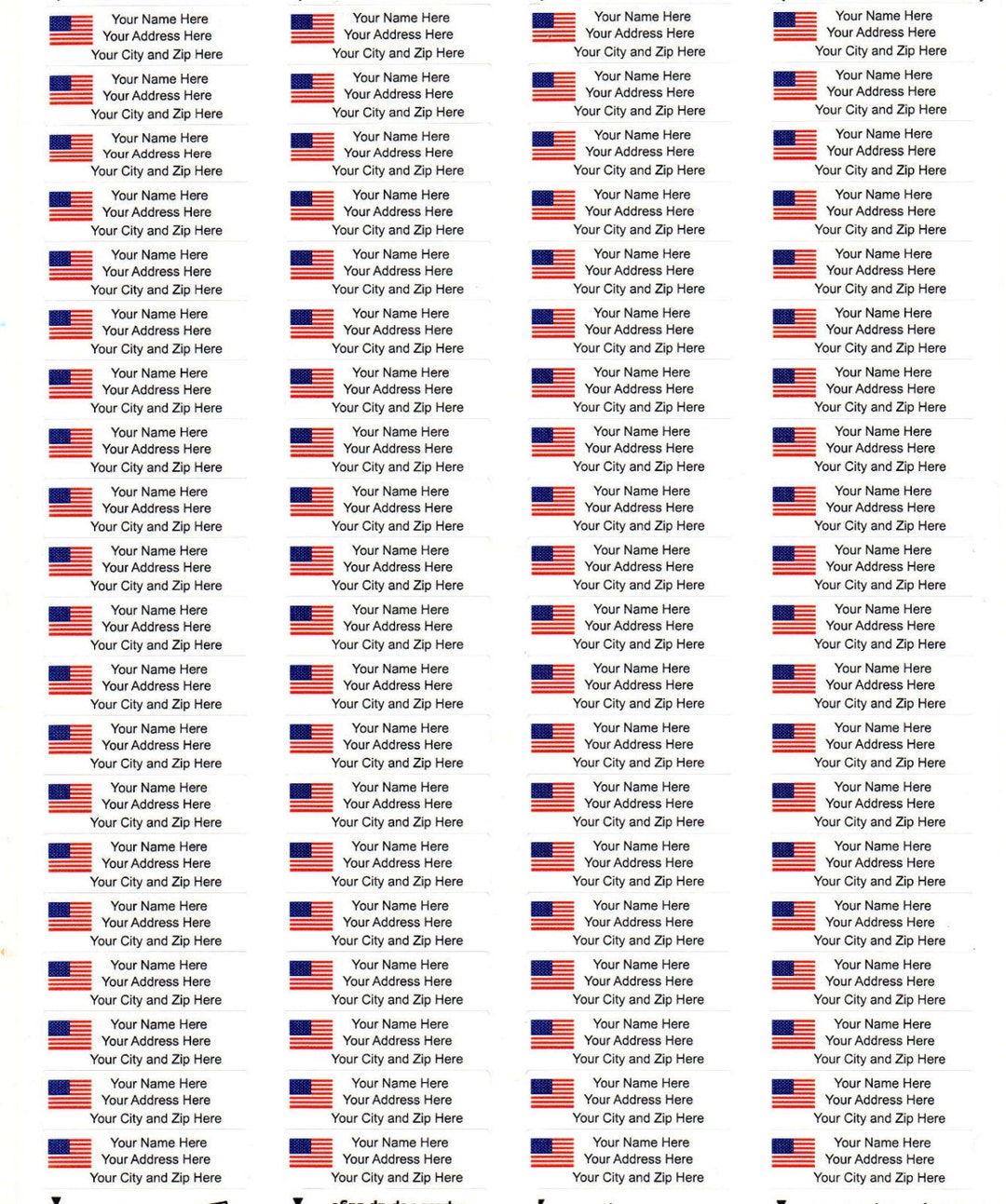 American Flag Personalized Small Return Address Labels - 1/2" X 1 3/4 ...