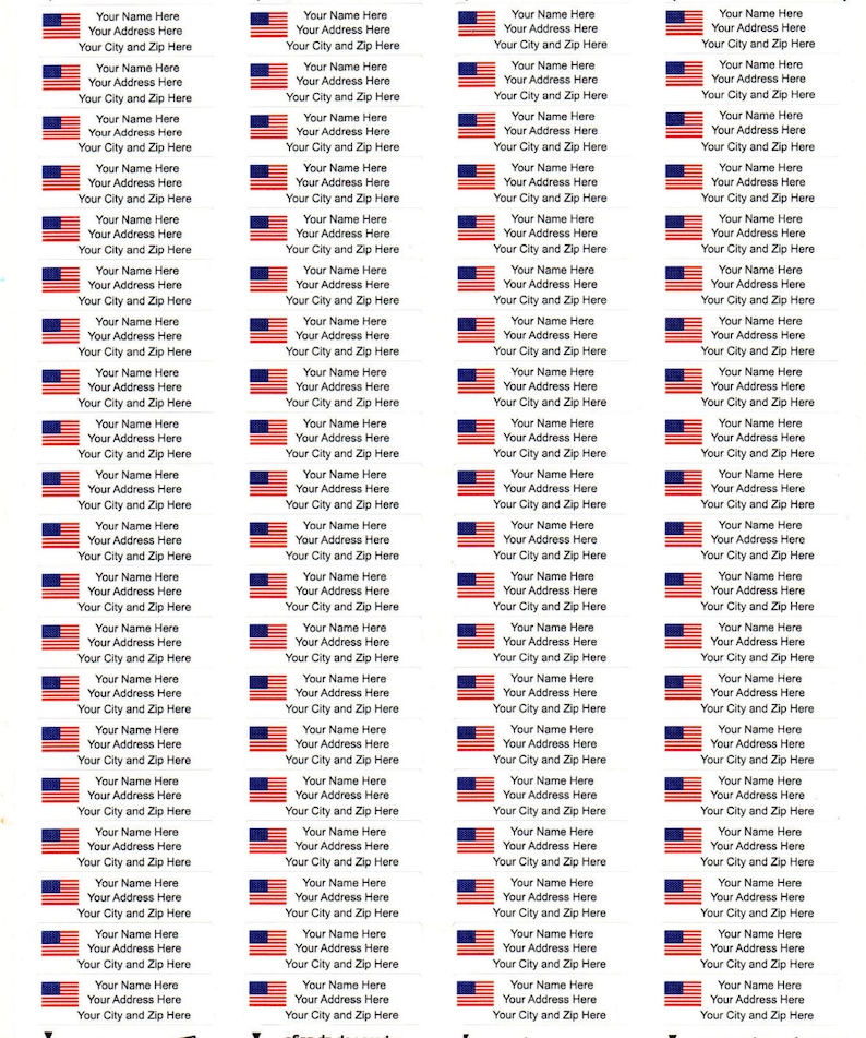 American Flag Personalized Small Return Address Labels - 1/2" X 1 3/4 ...