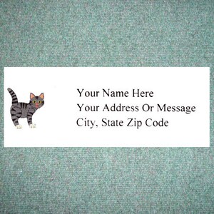 60 Gray Tabby Cat Personalized Self Adhesive Address, Return Labels 1 ...