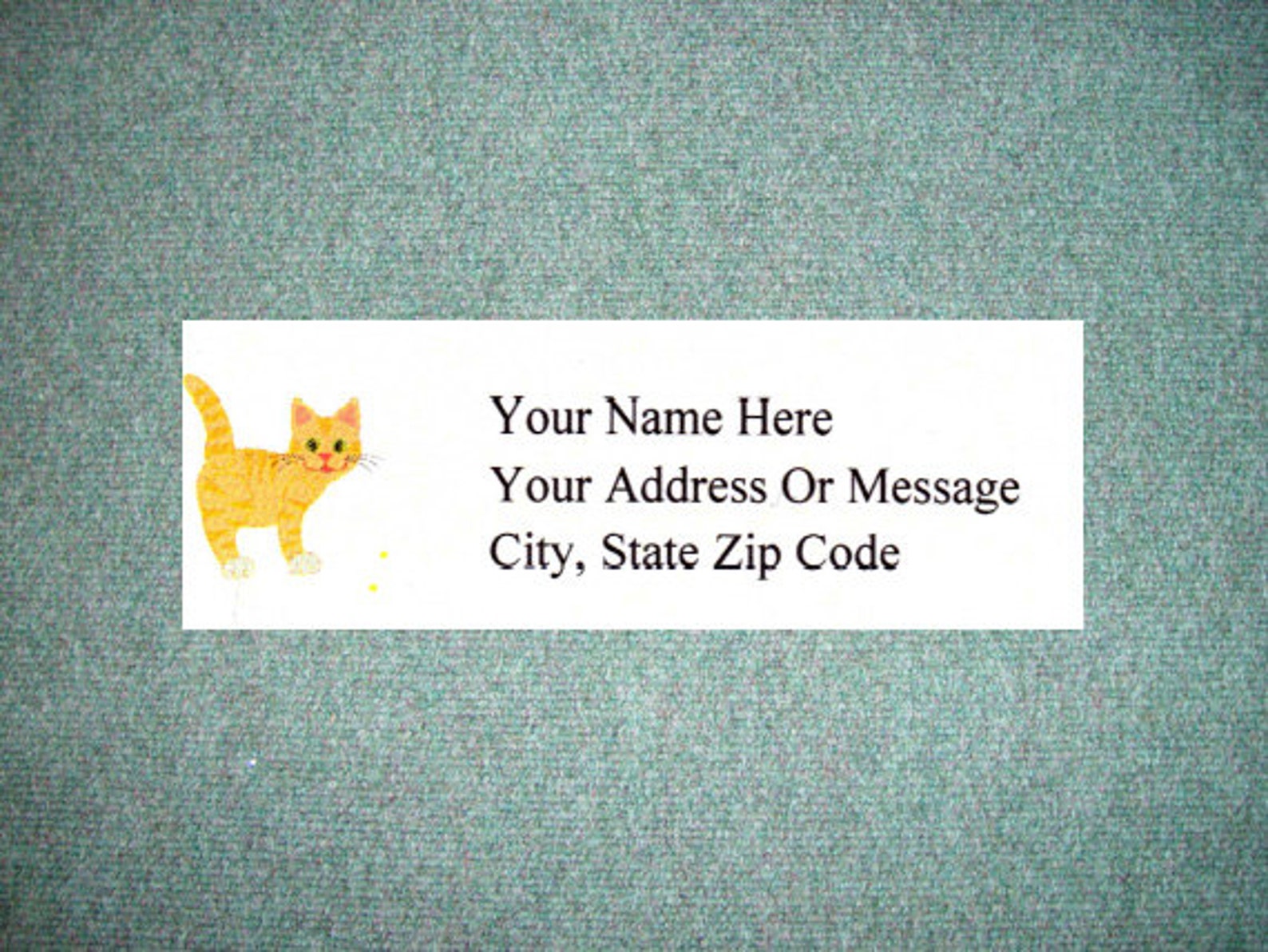 60 Yellow Tabby Cat Personalized Self Adhesive Quality Printed Address ...
