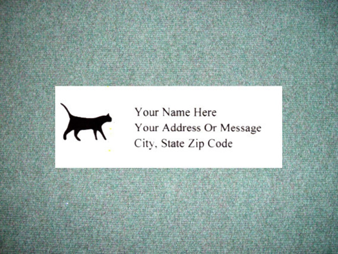 60 Black Cat Silhouette Personalized Self Adhesive Address, Return ...