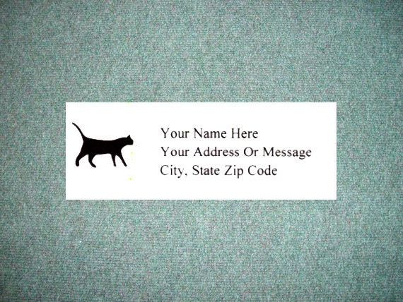 60 Black Cat Silhouette Personalized Self Adhesive Address, Return ...