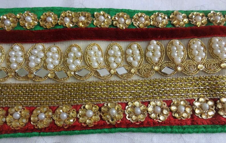 Indian Assorted Embroidered Trims Decorative Laces Sari Borders Scrap ...