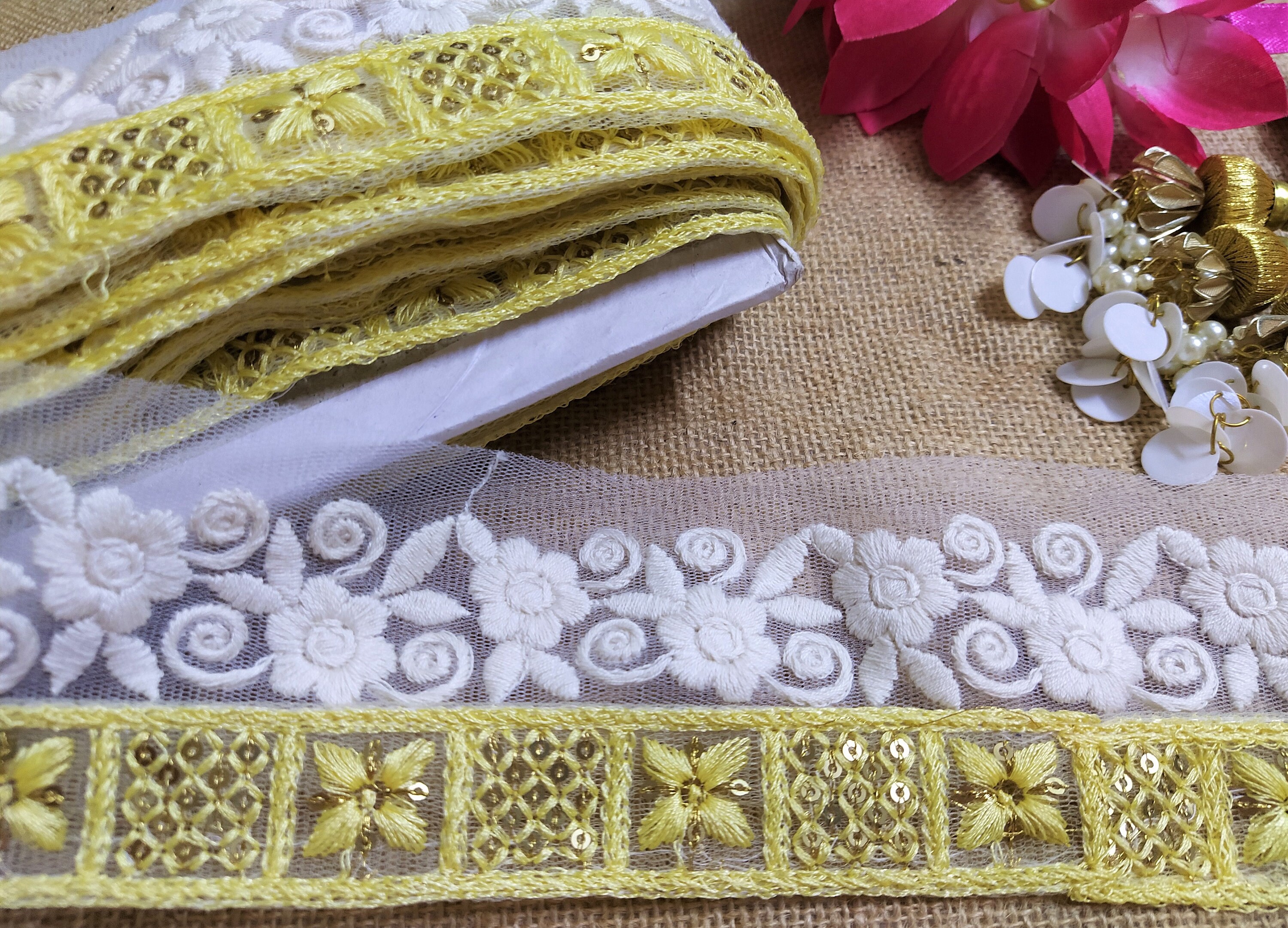 Indian Trim Embroidered Ribbon Wholesale Sari Border Net | Etsy