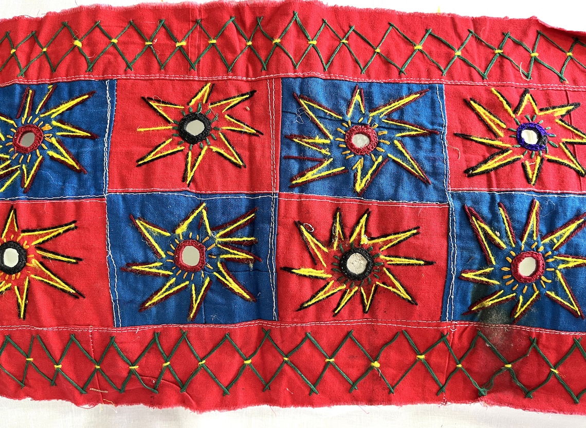 Indian Applique Embroidered Multi Colored Rectangular Ethnic - Etsy