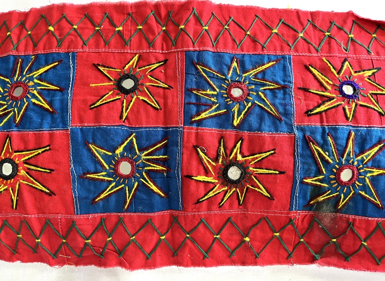 Indian Applique, Embroidered Multi Colored Rectangular Ethnic Sew on ...