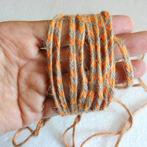 Indian Jute, Jute Yarn Braided With Neon Orange Thread, Natural Jute ...