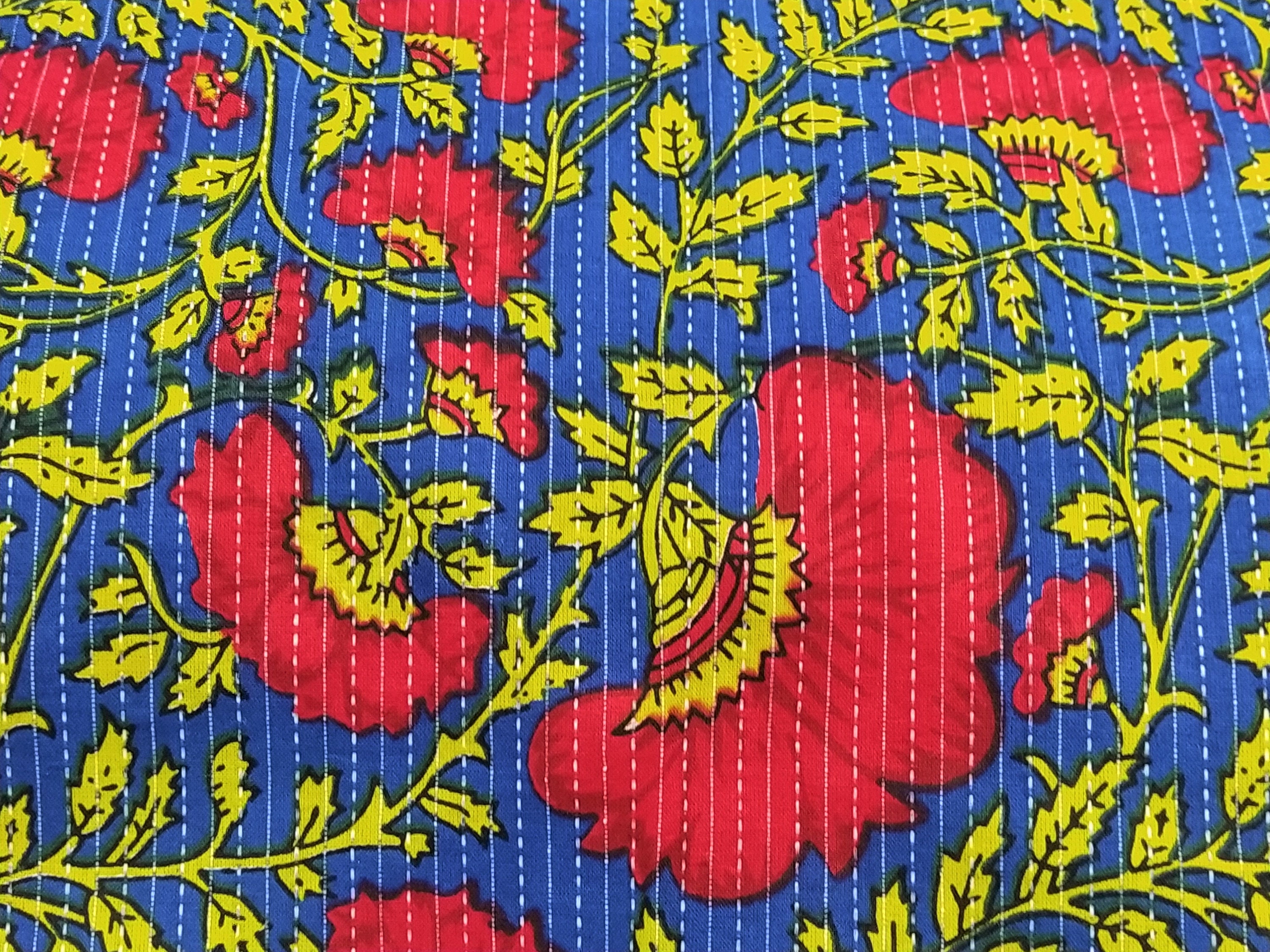 Indian Fabric Blue Printed Cotton Fabric Indian Textiles | Etsy