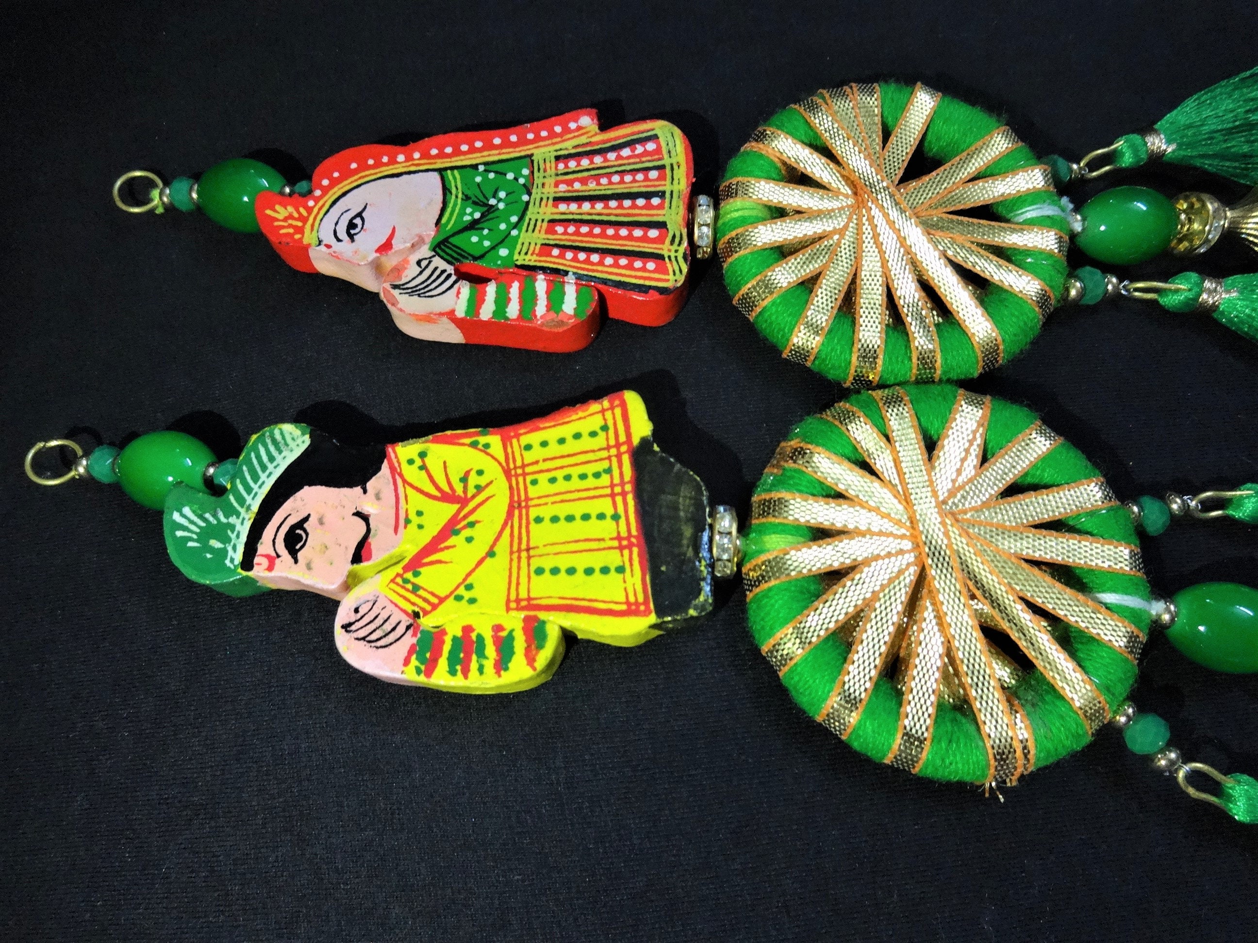 Hand Carved Wooden Raja Rani Tassels Indian King N Queen | Etsy