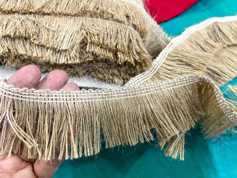 Indian Natural Handspun Jute Brush Fringe Trim, Jute Fringe Lace ...