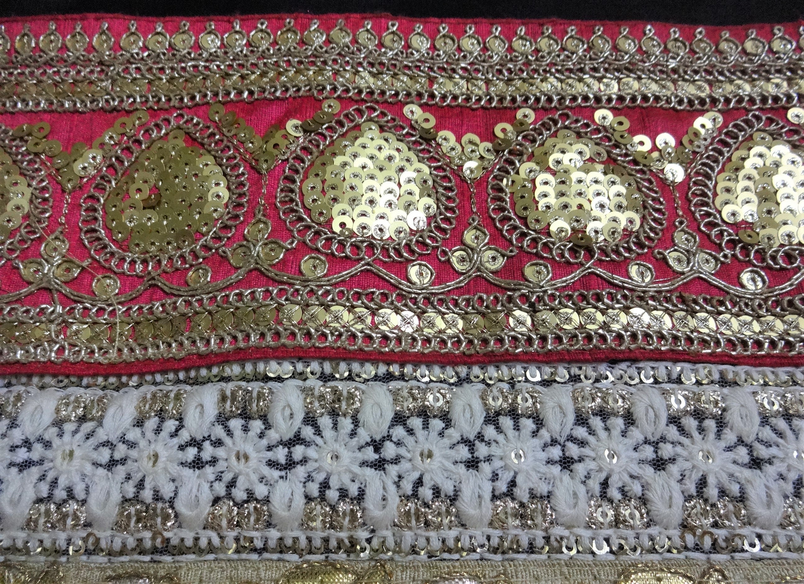 Indian Fabric,embroidered Zari Trim Fabric,lace Work Fabrics,indian ...