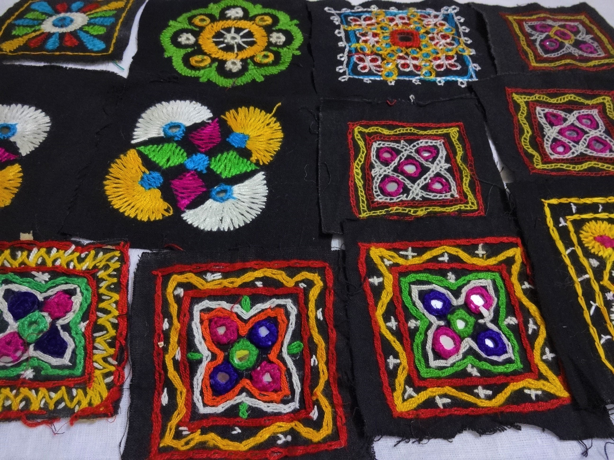 Kutch Embroidered Square Ethnic Sew On Patches Fabric | Etsy