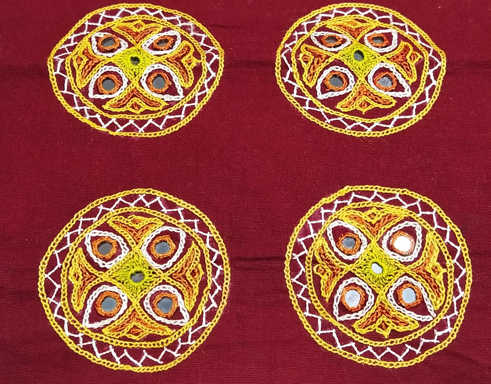 Indian Appliques, Embroidered Multi Colored Round Ethnic Sew on Patch ...