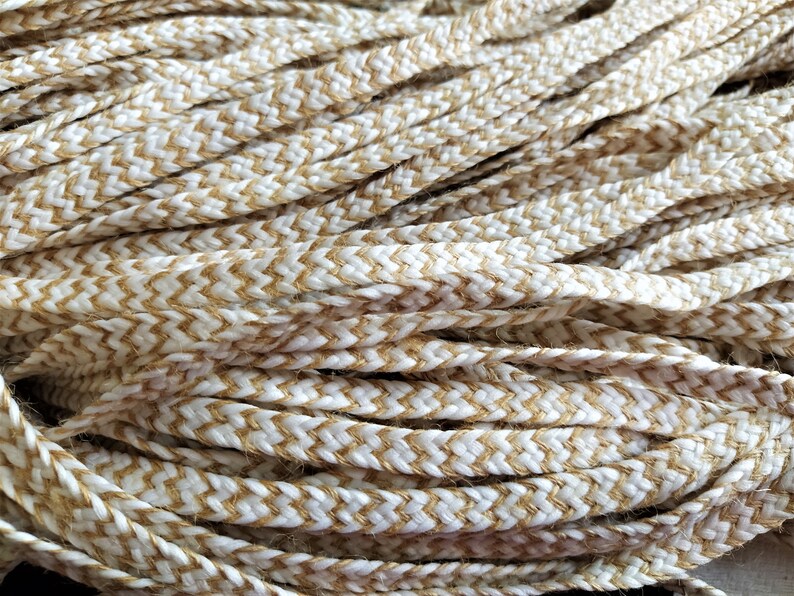 Natural Jute Yarn Braided Jute Yarn with White Cotton | Etsy