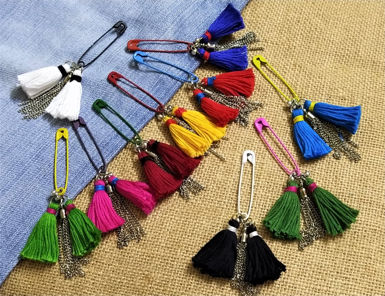 Safety Pin Tassels Chain Tassels Ethnic Indian Cotton | Etsy
