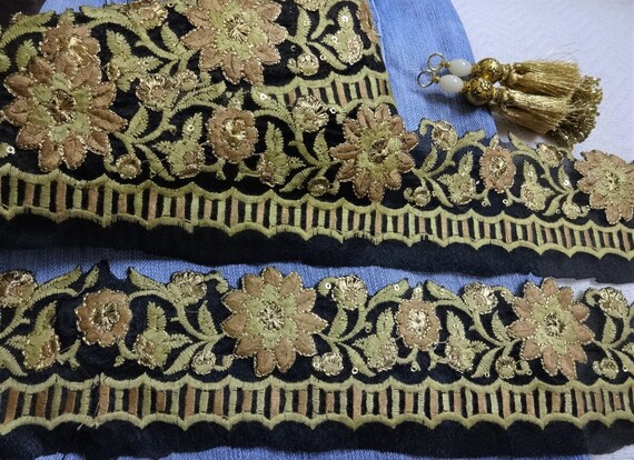 Black Embroidered Cutwork Trim Crafting Fabric Lace Antique - Etsy